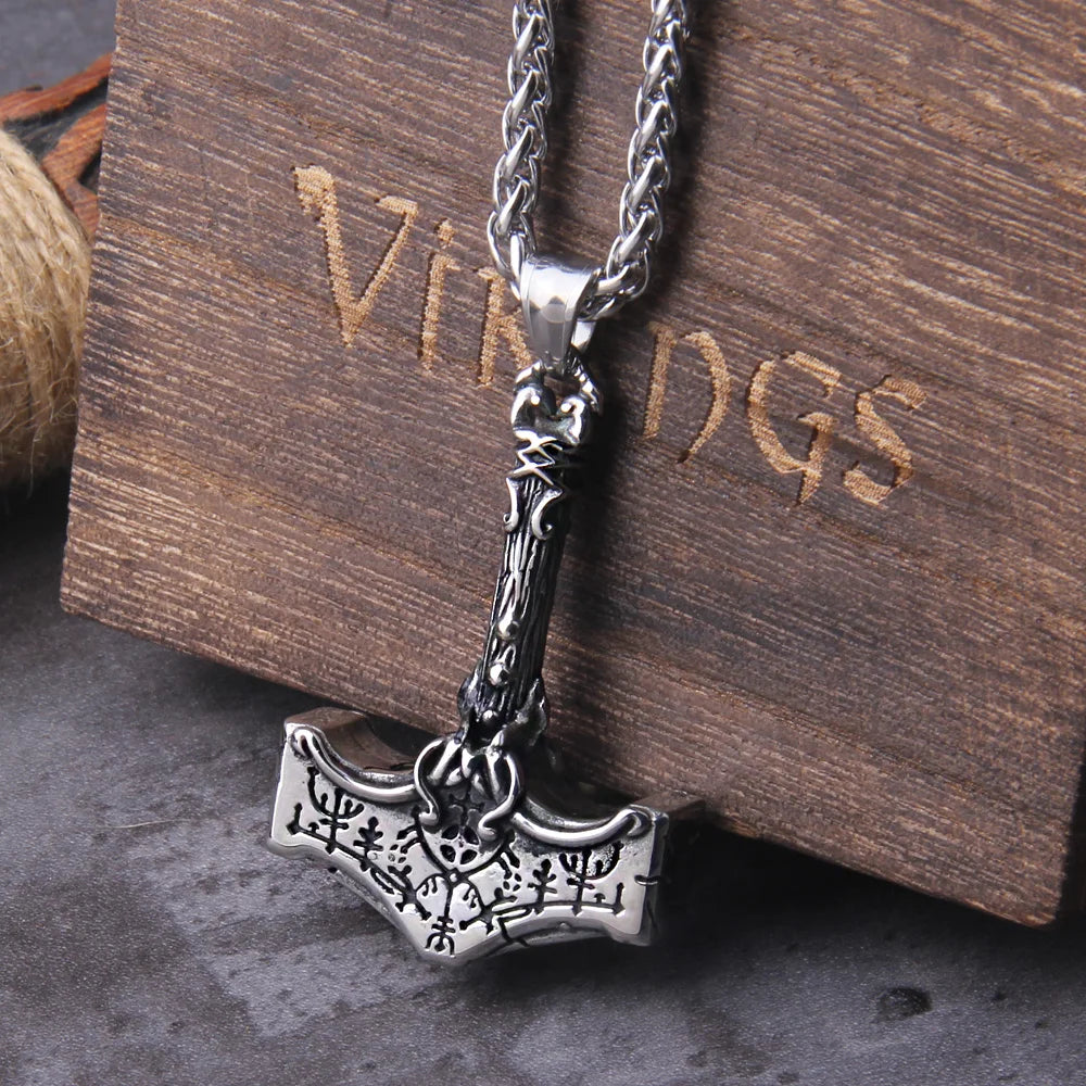 Mjolnir with Longer Handle Stainless Steel Necklace – TheWarriorLodge