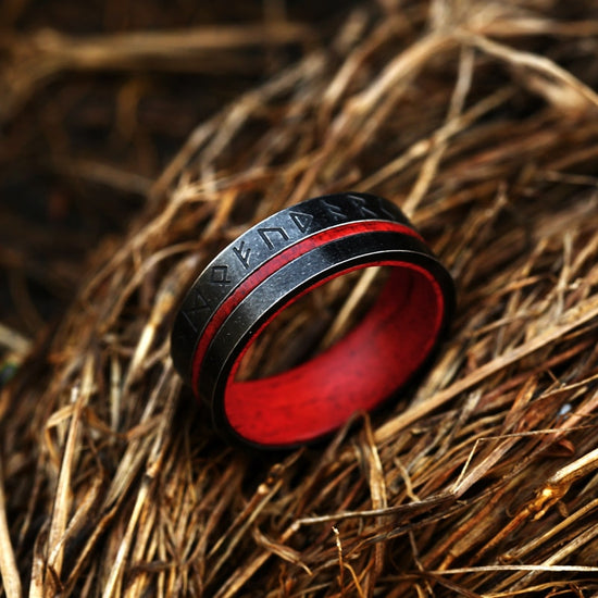 The Red Runes Stainless Steel 8mm Ring – TheWarriorLodge